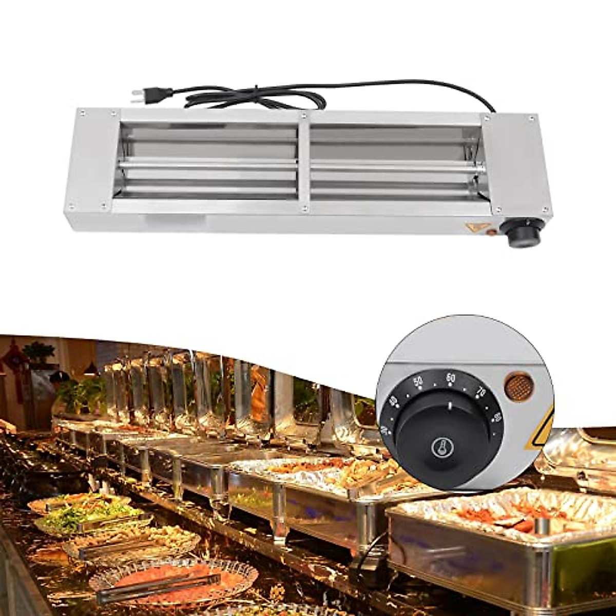 Electric Strip Heater Food Heat Lamp Overhead Food Warmer Infrared Strip Heater for Restaurants Buffets (24'')