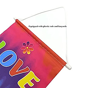 LOONELO Peace Groovy Love Porch Banner with 77x11.8inch,60's Carnival Groovy Party Decoration Banner,Retro Hippie Boho Porch Door Sign for 60's Hippie Theme Groovy Party Decorations