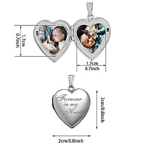 Custom Necklace Personalized Heart Locket Necklace That Holds Pictures Customized Add Your Photo Text for Women Kids Grandma Mothers or Lover Present