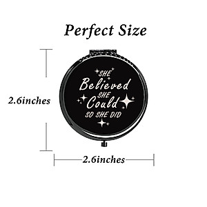 Calyders She Believed She Could Travel Compact Pocket Mirror(Black),Inspirational Gift for Friends, Sister, Daughter, Wife,Teens, Colleague Neighbor Nurse,Birthday Wedding Graduation Valentine's Day