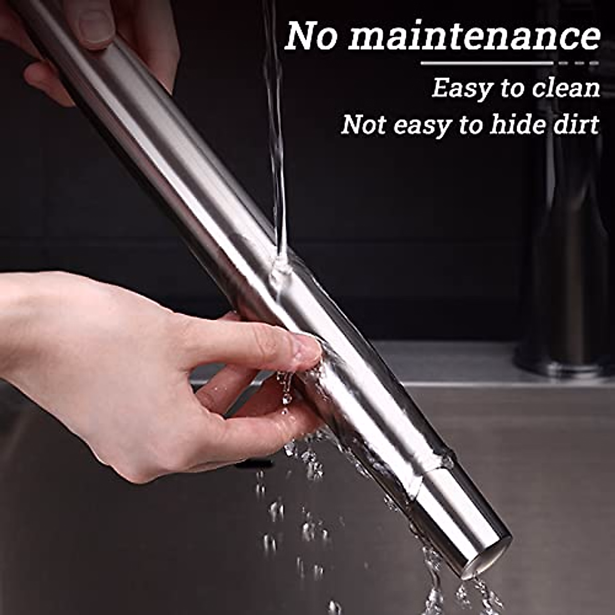 KUFUNG Professional French Rolling Pin for Baking Top-Grade Stainless Steel, Light Weight, Easy to Roll Design Metal Rolling Pin Fondant Rolling Pin for Pie Crust (L, Silver)