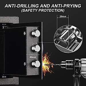 Tenamic Safe Box 0.8 Cuft Fireproof Waterproof Home Safe, Keypad Small Lock Box Cabinet Safes, Solid Alloy Steel Office Hotel Home Mini Safe, Black