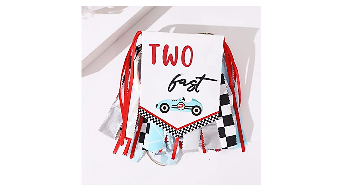 Two Fast Race Car High Chair Banner | 2nd Birthday Decor