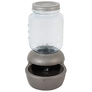 Petmate Mason Inspired Replendish Gravity Waterer, Water Dispenser for Dogs and Cats, 1 Gallon Silver