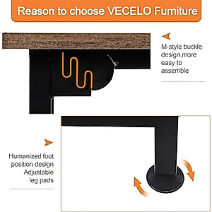 VECELO 66" L Shaped Corner Easy to Assemble Concer Sturdy Home Office Computer Table Larger Gaming Workstation Writing Desk, 66 Inch, Walnut