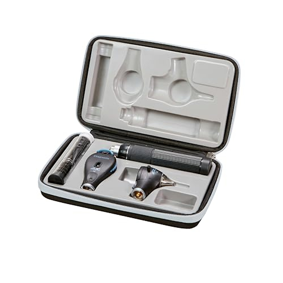 ADC Portable Diagnostic Set Plug-in Rechargeable, with Standard Otoscope and Coax Ophthalmoscope, LED Lamps, 3.5V, Hard Case, Diagnostix 5410L, Black