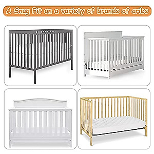 Yoofoss Waterproof Crib Mattress Protector, Quilted Fitted Crib Mattress Pad, Ultra Soft Breathable Toddler Mattress Protector Baby Crib Mattress Cover (52''x28'')