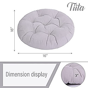 Tiita Patio Chair Cushions Round Seat Pillows Set of 2 Floor Pads 16 x 16 inch Throw Cushion for Indoor/Outdoor Furniture Sitting Living Room Garden, Grey