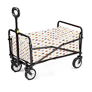 Collapsible Wagon Cart Tile Polka dots on White Foldable Utility Wagon Large Capacity Garden Cart with Push Bar for Beach Camp Outdoor Shopping