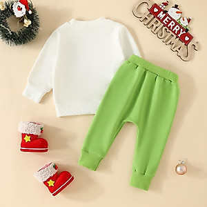 Junsyuffk Anime Christmas Sweater Toddler Baby Girl Christmas Outfits Santa Print Crewneck Pullover Sweatshirt Jogger Pants Sets Xmas Clothes Christmas Advent Calendar