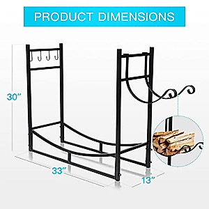Aomedeelf Firewood Rack Outdoor Indoor Fire Wood Holder Firewood Log Rack Fire Wood Rack Heavy Duty Firewood Wood Storage with Kindling Holder