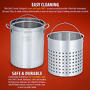 Chef's Secret 44 Quart Stainless Steel Stockpot w/Basket Perfect for Gumbo, Spaghetti, Crawfish Boils, Stews and Gumbo