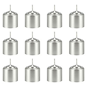 Mega Candles 12 pcs Unscented Silver Votive Candle, Hand Poured Wax Candles 10 Hours 1.38 Inch x 1.5 Inch, Home Décor, Wedding Receptions, Baby Showers, Birthdays, Celebrations, Party Favors & More