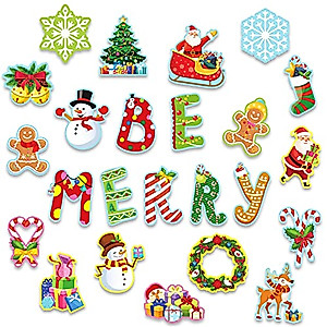 75 Pcs Christmas Classroom Bulletin Board Xmas Cutouts Winter Decorations Xmas Tree Santa Snowman Stocking Gingerbread Cardboard Paper Cutout for Holiday Winter Classroom School Home Decor