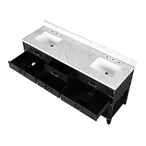 Bell+Modern Woodhaven 72 in W x 22 in D Black Oak Double Bath Vanity and Carrara Marble Top