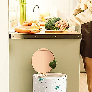 CAKOJV188 Round Trash Can with Press Lid Palm Trees and Coconuts Seamless with Polka dots Small Garbage Can Trash Bin Dog-Proof Trash Can Wooden Legs Waste Bin Wastebasket 7L/1.8 Gallon