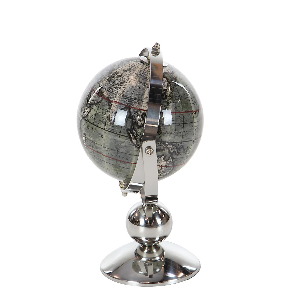 Deco 79 43487 Stainless Steel and PVC Decorative Globe, 8"L x 5"W x 10"H, Silver