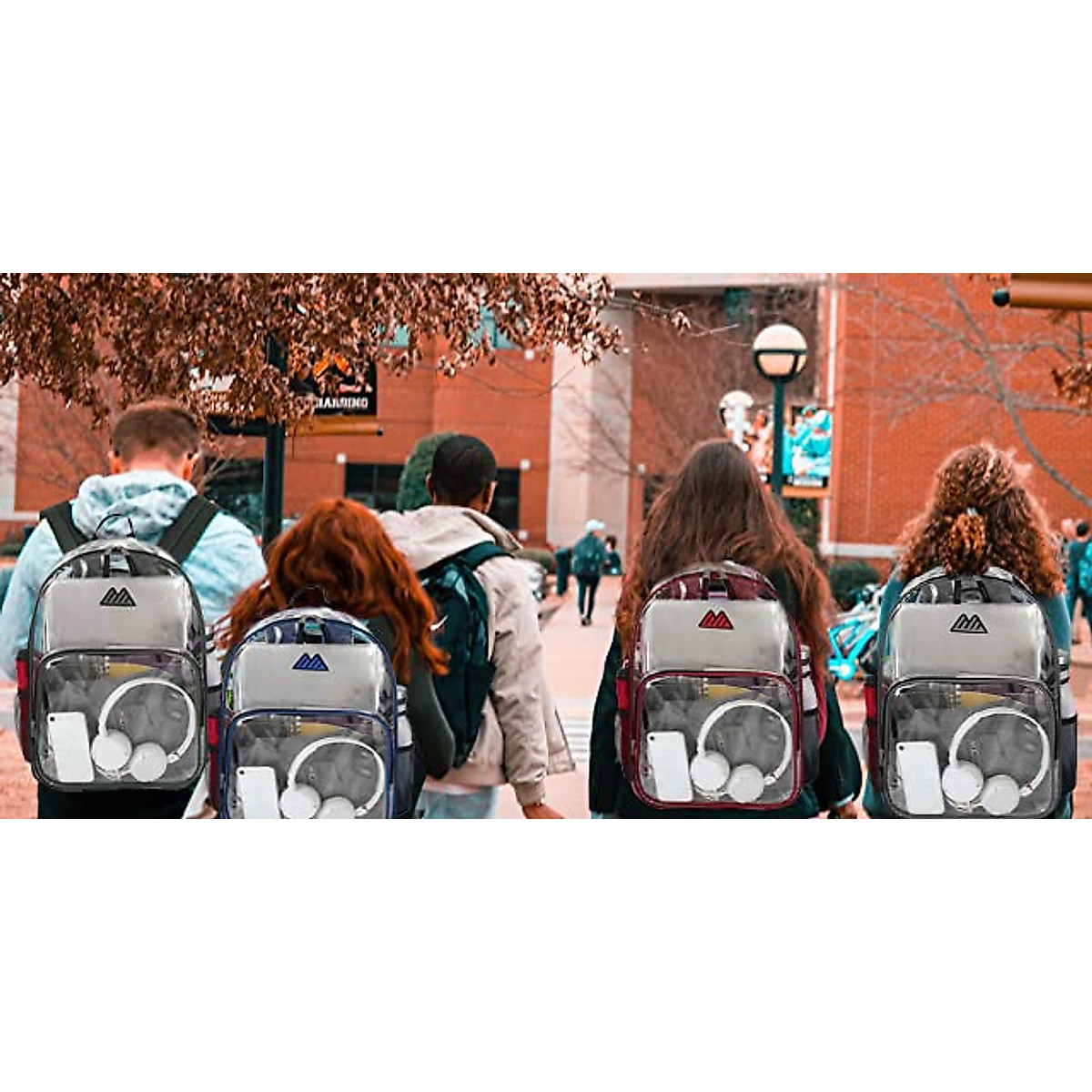 Summit Ridge Waterproof Clear Backpack with Water Bottle Holder Stadium Approved Heavy Duty Clear Backpack Quality See Through Bag (Red)