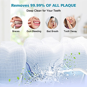 Water Flosser Cordless Teeth Cleaner, Professional Wate Flosser Oral Care for Braces Bridges Care IPX7 Waterproof Dental Flosser with 4 Interchangeable Jet Tips, Detachable Water Tank for Home Travel