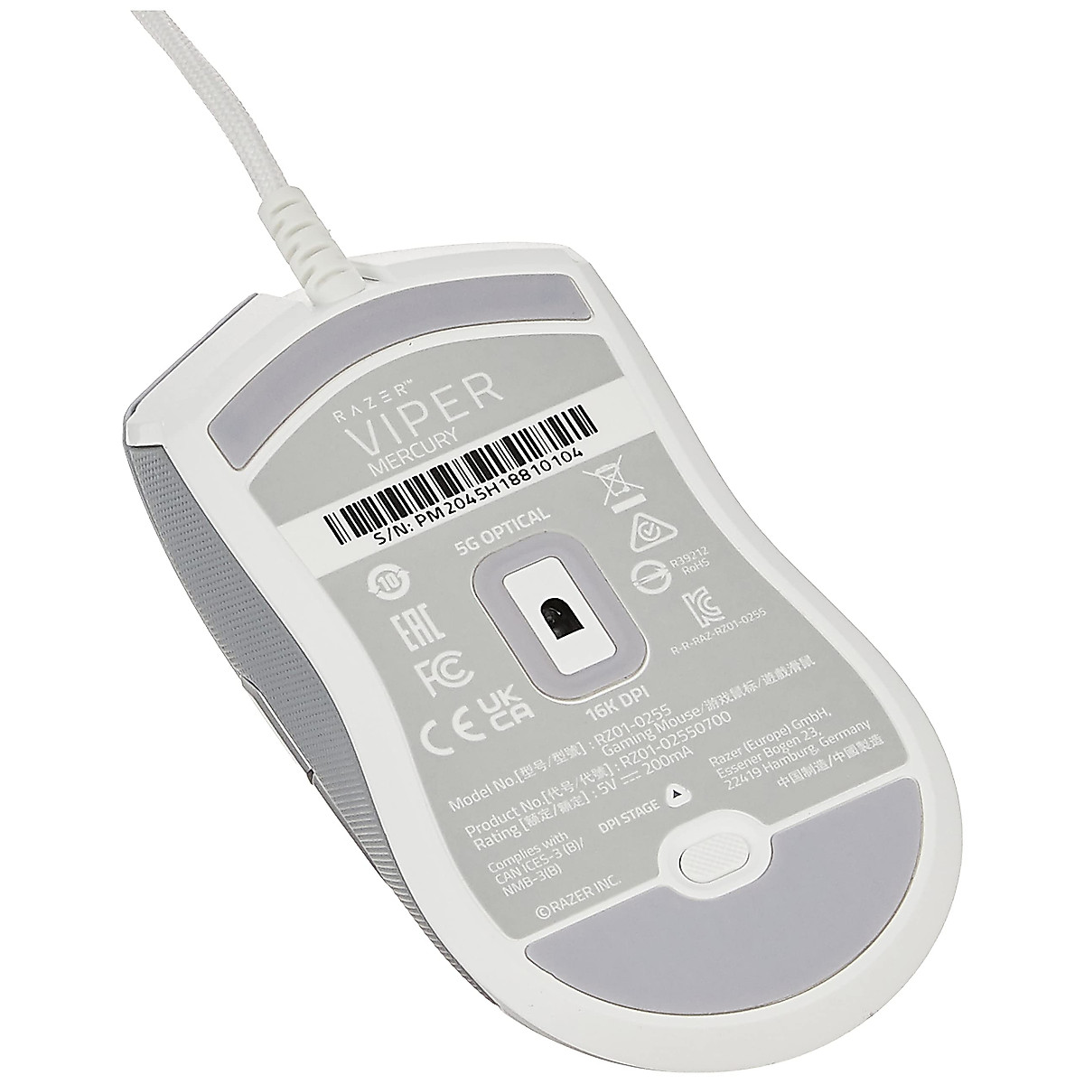 Razer Viper Ultralight Ambidextrous Wired Gaming Mouse: 2nd Generation Razer Optical Mouse Switches - Razer 5G Optical Sensor - 71g Lightweight Design - Speedflex Cable - Mercury White