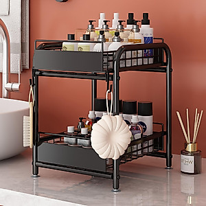 Under Sink Organizers and Storage Pull Out Cabinet Organizer Metal Under Cabinet Organizers Multi-Use for Under Kitchen Bathroom Bedroom Folding Sink Slide Out Shelf