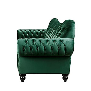 ICE ARMOR 2Pc Living Room Set Loveseat in Green Velvet Sofas
