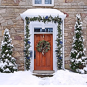 WBHome Pre-lit 9 Feet/108 Inch Christmas Garland, Navy Blue & Silver Lighted Garland with 50 LED Lights for Indoor Outdoor Xmas Decor Holiday Decorations, Battery Operated (Batteries NOT Included)