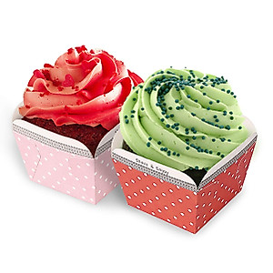 TOYANDONA 100pcs Paper Baking Cup Small Square Cake Wrappers Cupcake Liners Desserts Holders Muffin Cases for Weddings Birthdays Baby Shower (Pink)