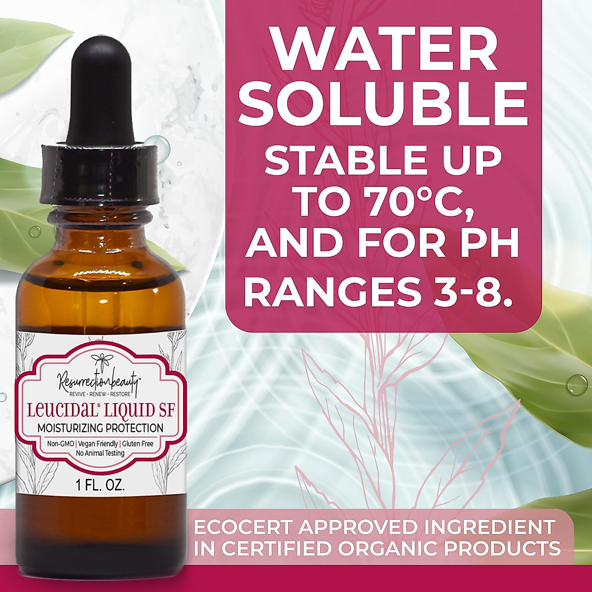 Leucidal® Liquid SF | Natural Moisturizing Ingredient for DIY Vitamin C, Ascorbic Acid, & Hyaluronic Acid Powder Serum, Facial Lotion & Other Cosmetic Making Formulations, 1 oz | RESURRECTIONbeauty