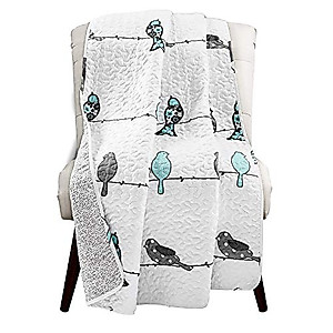 Lush Decor Rowley Birds Throw Blanket, 50" x 60", Blue & Gray