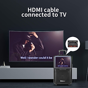 Shinco WiFi Karaoke Machine with 2 Wireless Mics, 15'' Touch Screen, Bluetooth, Lyrics Display (Black)