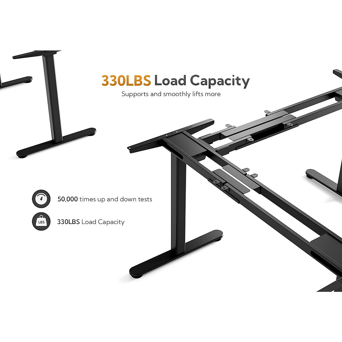 Claiks Triple Motor 63" L Shaped Standing Desk with Drawers, Electric Standing Desk Adjustable Height, Corner Stand up Desk with Splice Board, Black Frame/Rustic Brown Top