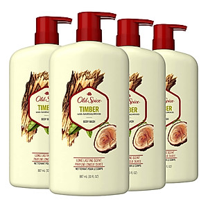 Old Spice Body Wash for Men, 24/7 Moisturization, 24/7 Shower Fresh with Long Lasting Scent, Gentle on Skin, Timber Scent, 30 fl oz (Pack of 4)