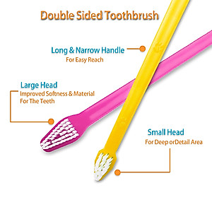 YAODHAOD Dog Toothbrush,Three Sided Dog Teeth Cleaning Tooth Brush, Dual Headed Dental Hygiene Brushes, Pet Bad Breath Tartar Teeth Care Dog Cat Cleaning Mouth Kit (5 Pcs) (Toothbrush)