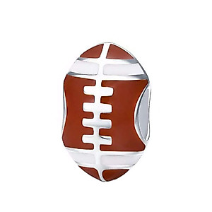 Sport Charm Fit 3mm Bracelets & Bangles Necklace Authentic 925 Sterling Silver Charm Athletic Sports Charm (Rugby charm)