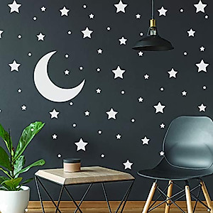 White Stars Stickers - Space Themed Bedroom Constellation Wallpaper Decor Decal - Star Moon Nursery Room Decals for Wall - 220 Stickers