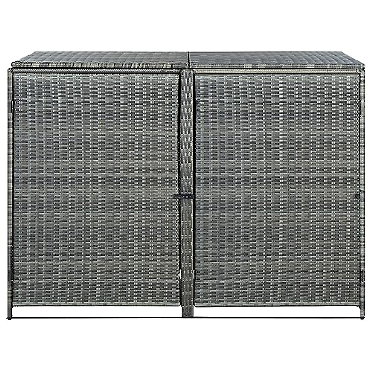 vidaXL Garbage Can Shed, Trash Bin Shed, Double Wheelie Bin Storage, Outdoor Garbage Can Enclosure for Garden Patio Backyard, Anthracite Poly Rattan