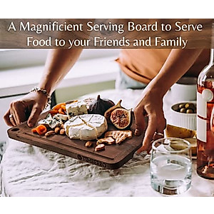 Walnut Cutting Board by Timberro (17x12x0.8 Inches) with Hanging Hole, Built-in Handles, and a Deep and Wide Juice Groove, Edge Grain, Finished with Mineral Oil, Tall Size