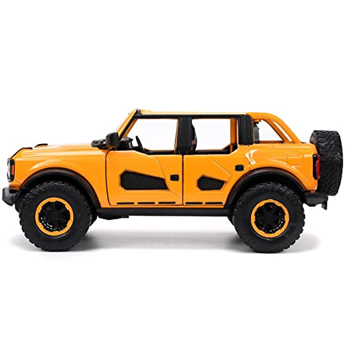 Jada Toys Just Trucks 1:24 2021 Ford Bronco Die-cast Car Orange with Tire Rack, Toys for Kids and Adults