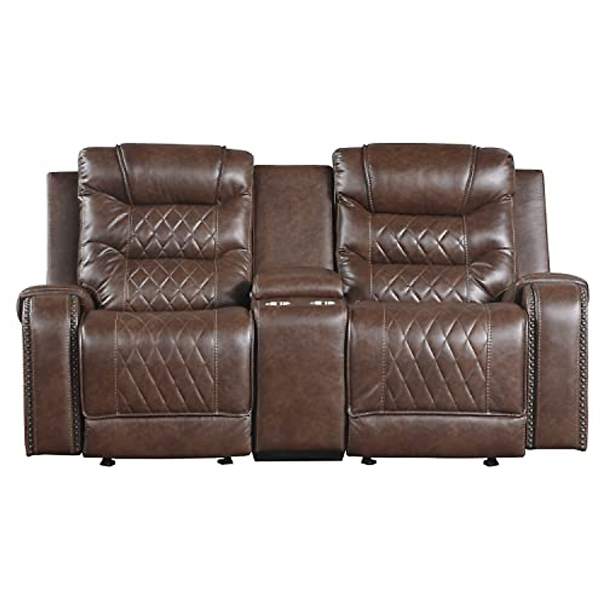 Lexicon Derringer Wall Hugger Manual Double Glider Reclining Loveseat, Brown