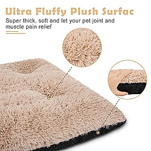 JOEJOY Large Dog Bed Crate Pad, Ultra Soft Calming Dog Crate Bed Washable Anti-Slip Kennel Crate Mat for Extra Large Medium Small Dogs, Dog Mats for Sleeping and Anti Anxiety, 35" x 23", Beige