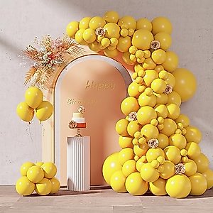 RUBFAC 87pcs Yellow Balloons Different Sizes 18 12 10 5 Inches for Garland Arch, Premium Yellow Latex Balloons for Birthday Wedding Baby Shower Bridal Shower Party Decorations