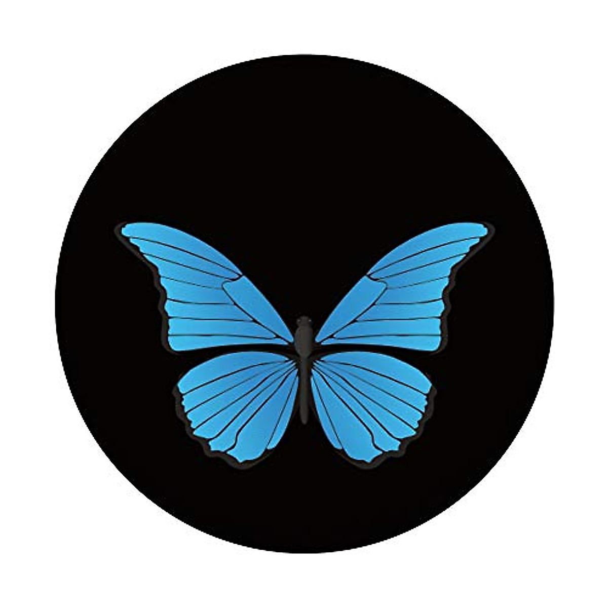 Blue Butterfly Black Background PopSockets Swappable PopGrip