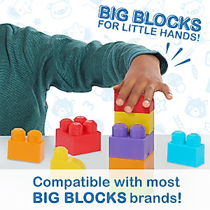 CoComelon Stacking Train, 40 Piece Large Building Block Set, 2 Figures, Colors, Numbers, Officially Licensed Kids Toys for Ages 18 Month by Just Play