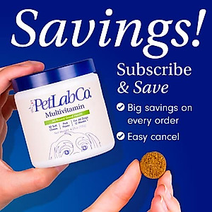 PetLab Co. 22 in 1 Dog Multivitamin - Support Dog's Immune Response, Skin, Coat, Joints & Overall Health - Vitamins A, E, D, B12, Minerals, Antioxidants - Chewable Pork Flavor