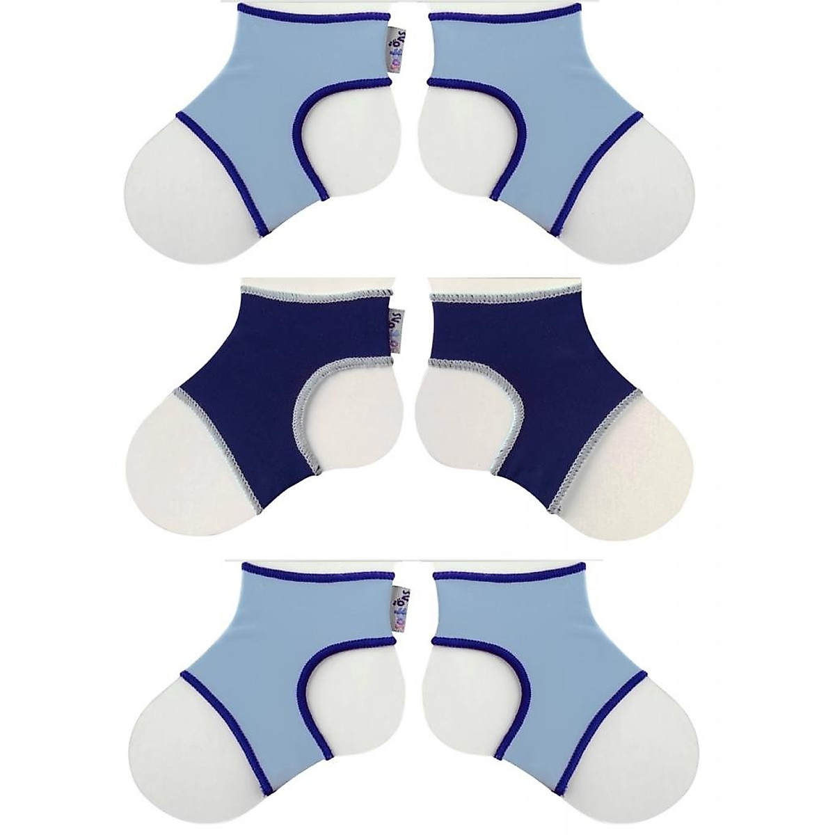 Sock Ons Clever Little Things That Keep Baby 3 Pack - Baby Blue, Navy, Baby Blue, 0-6 Months