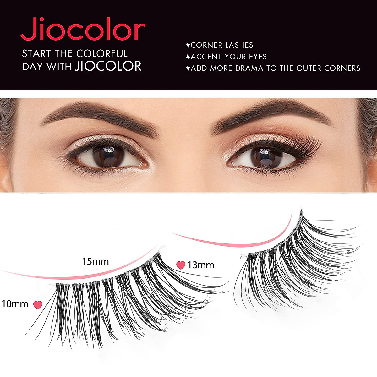 False eyelashes Half Lashes Accent lashes Jiocolor 7 Pairs Half Lashes Natural Look Corner End lash Pack 206
