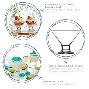 Crema LAV Glass Ice Cream Dessert Bowl - 165ml - Pack of 6 Serving Bowls Ice Cream Cups
