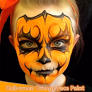 Go Ho Orange Face Paint Stick(0.85oz),Water Based Cream Orange Body Paint Washable,Liquid Concealer,Covers Oil-Free,Halloween Cosplay SFX Foundation Tiger Pumpkin Makeup