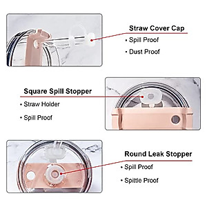 Straw Cover Spill Stopper Compatible with Stanley Cup 40 oz 30 oz Quencher H1.0, 2 Silicone Straw Cover Cap, 4 Leak Sproof Stopper for Stanley Tumbler Accessories